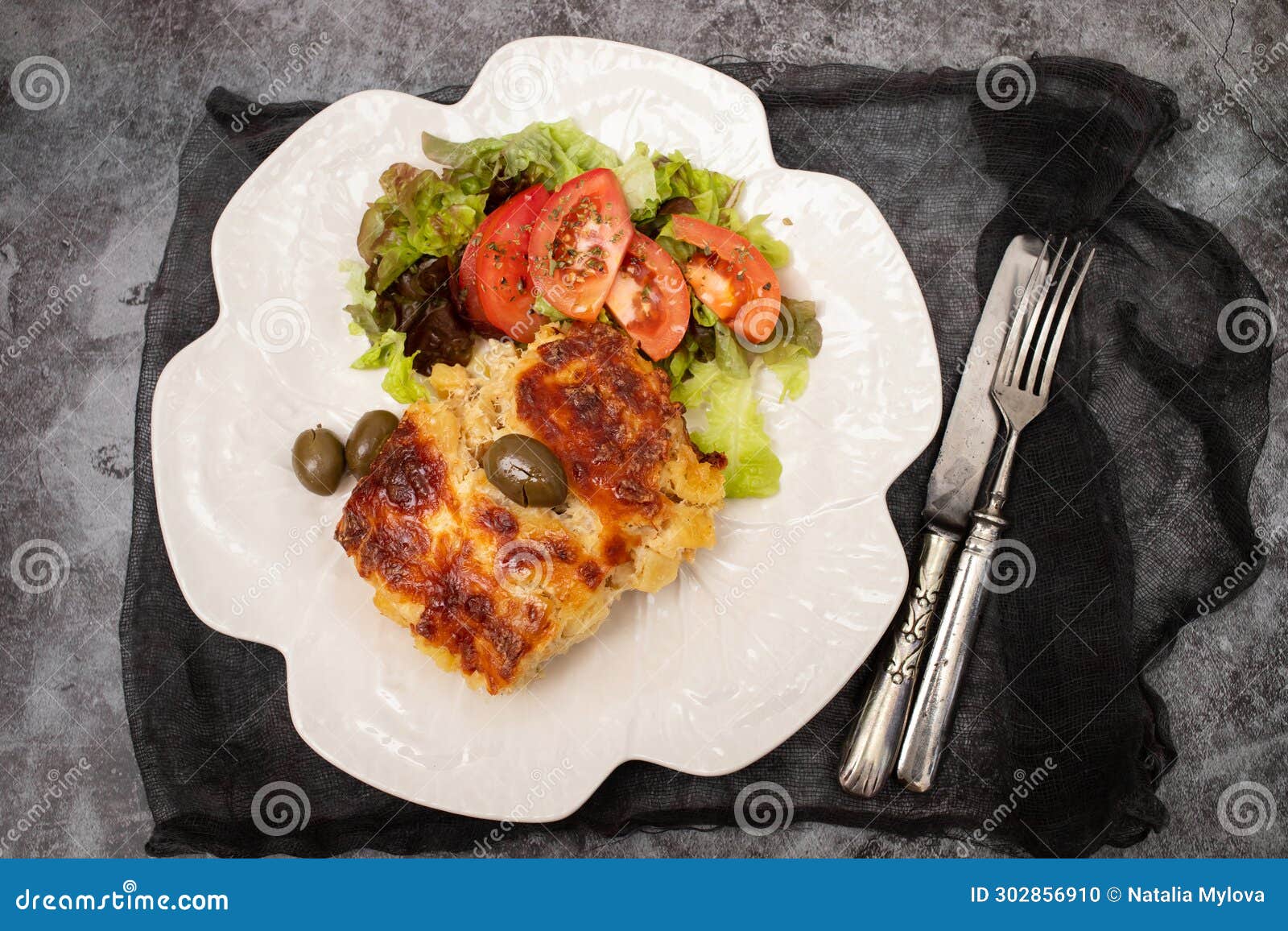 Typical Portuguese Dish with Cod Fish of Bacalhau Com Natas Stock Photo ...