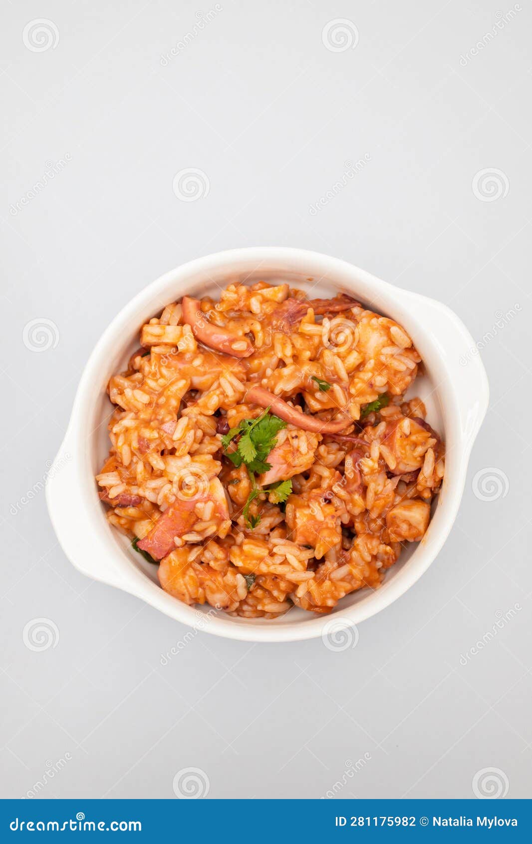 Typical Portuguese Dish Rice with Octopus in Bowl Stock Photo - Image ...