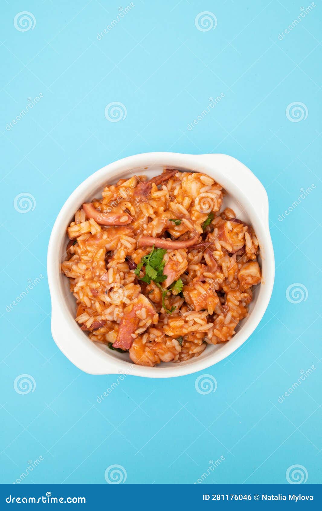 Typical Portuguese Dish Rice with Octopus in Bowl Stock Photo - Image ...