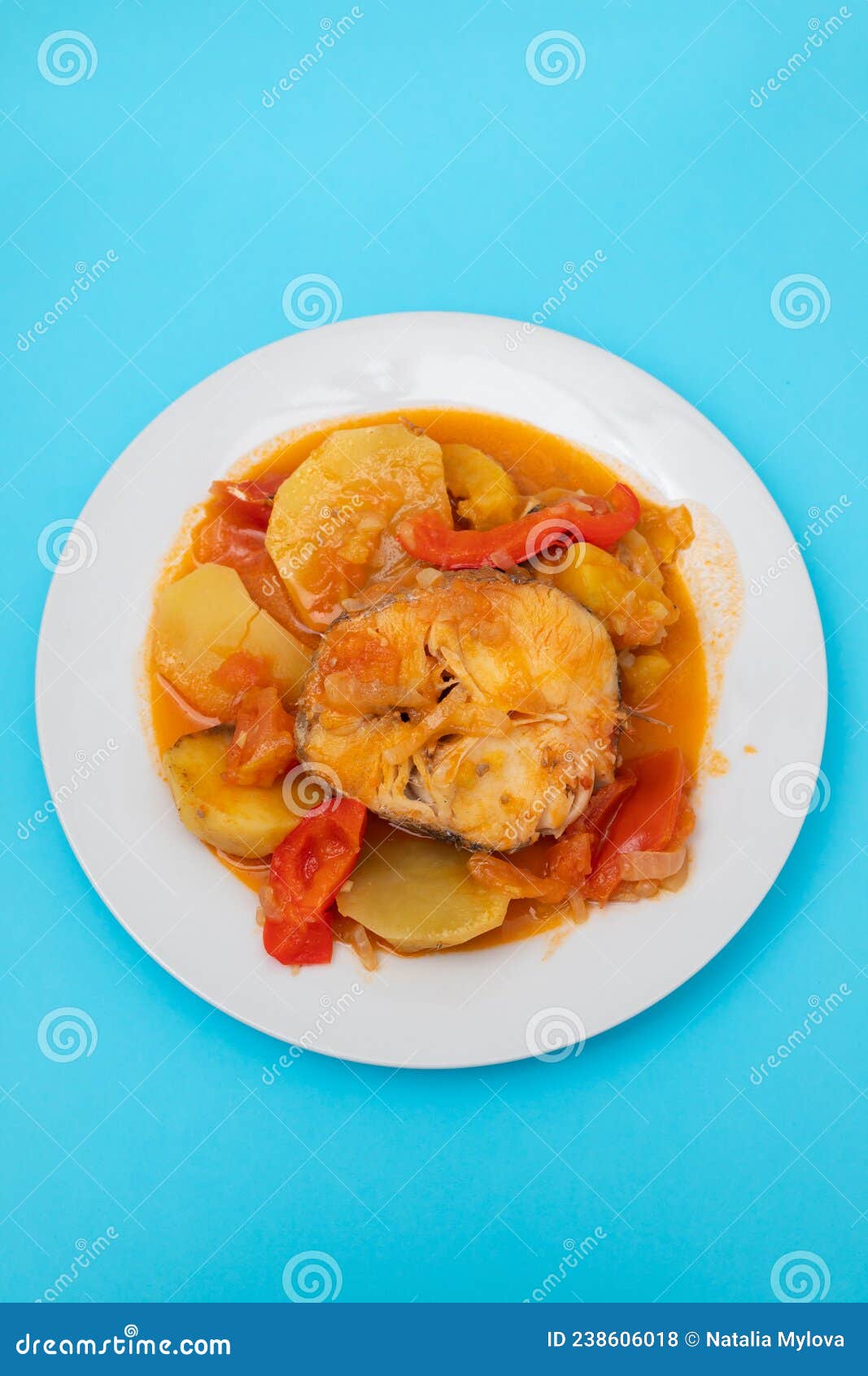 Typical Portuguese Fish Stew on White Plate Stock Photo - Image of fish ...