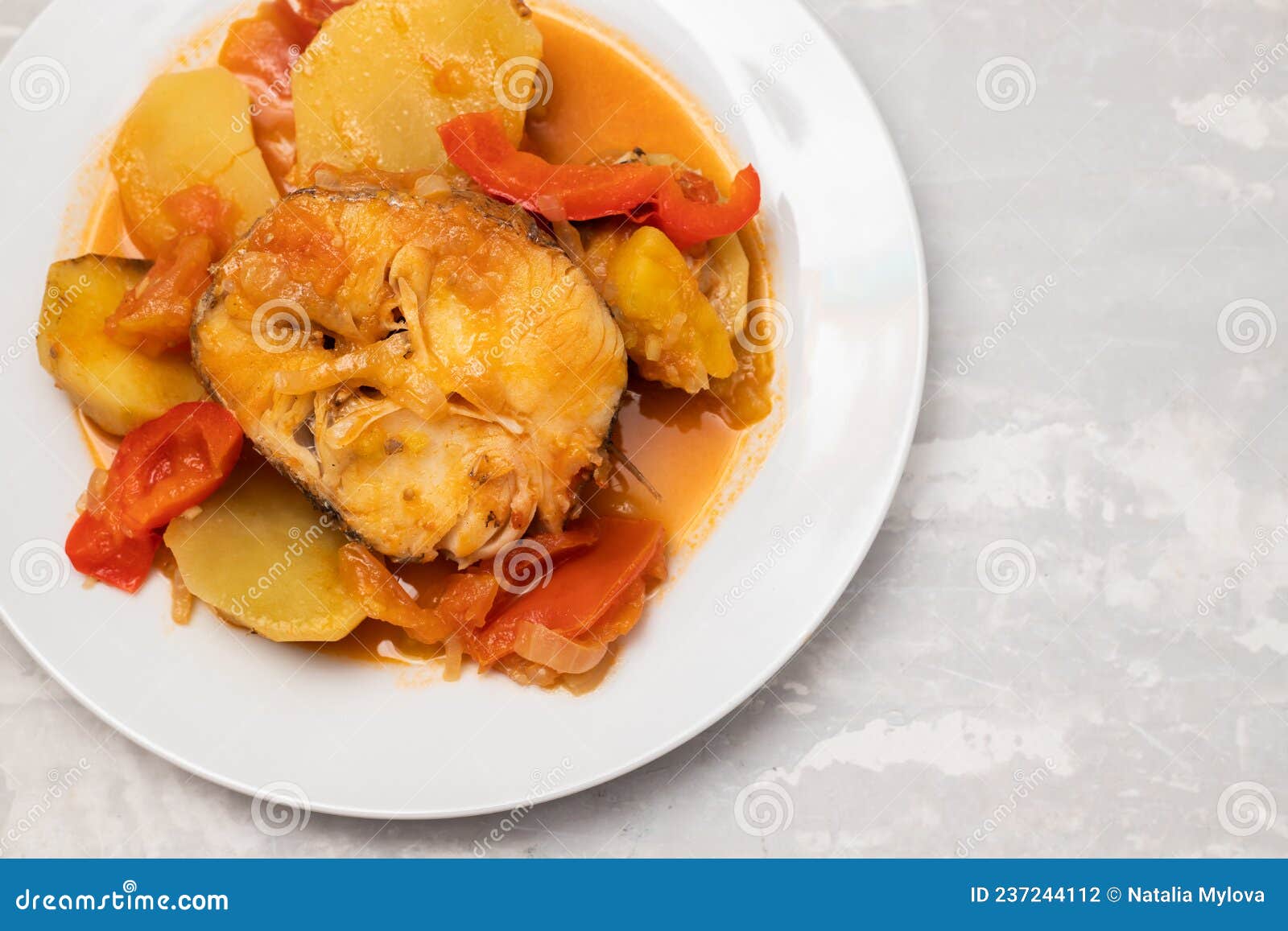 Typical Portuguese Fish Stew on White Plate Stock Photo - Image of ...