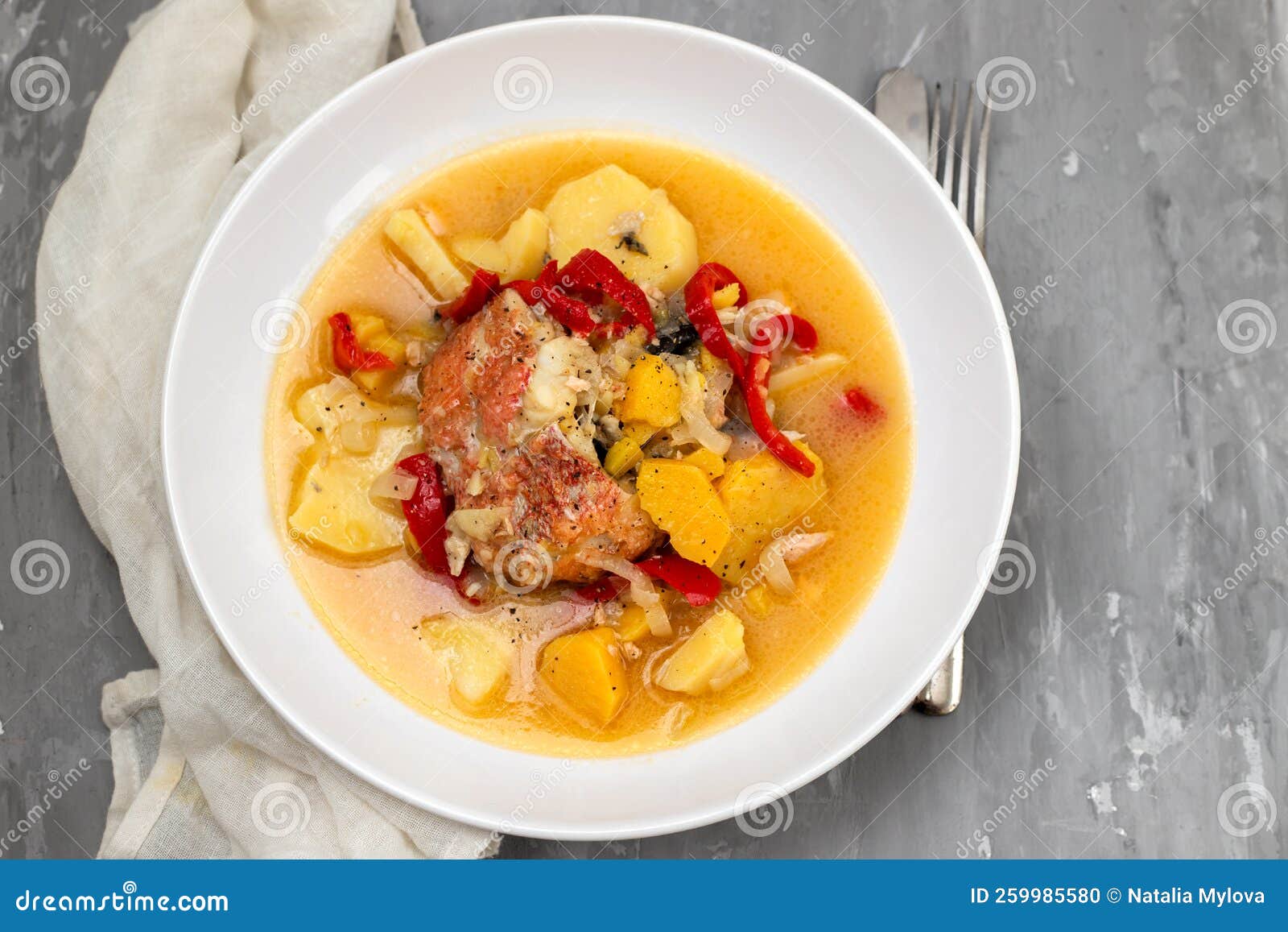 Typical Portuguese Fish Stew on White Plate on Ceramic Stock Photo ...