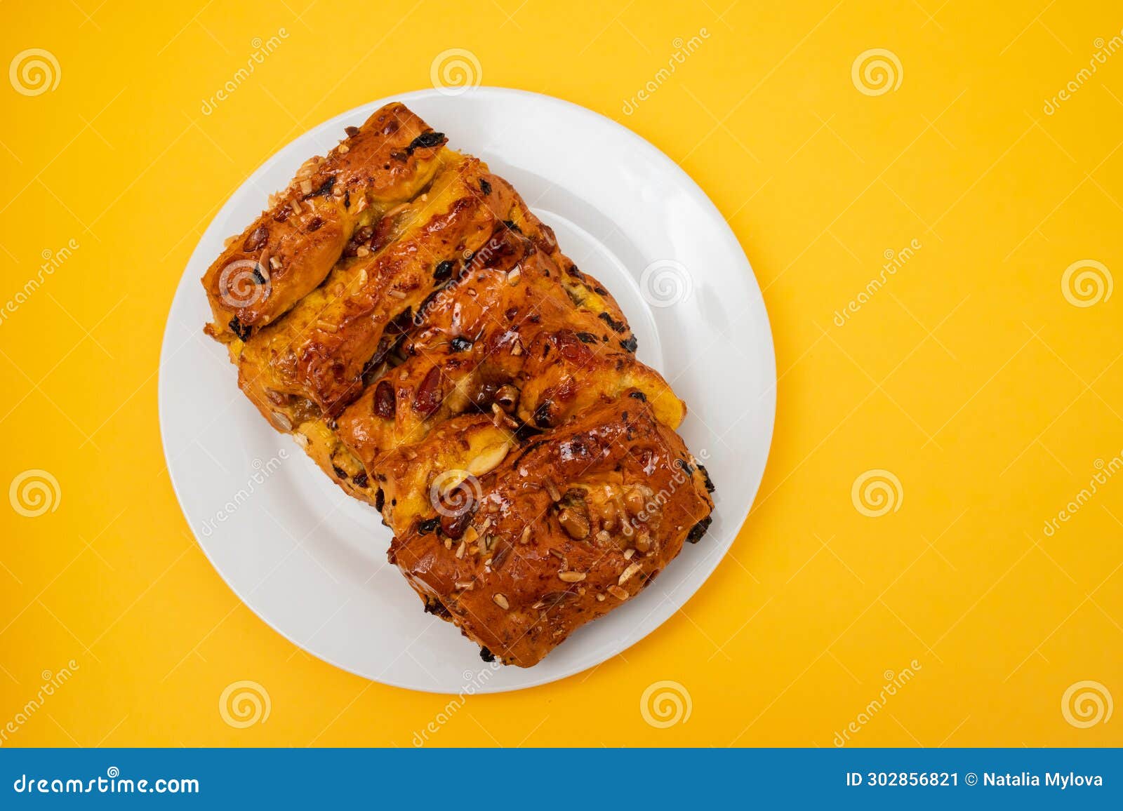 Typical Portuguese Fruit Cake Bolo Rainha on White Plate Stock Image ...