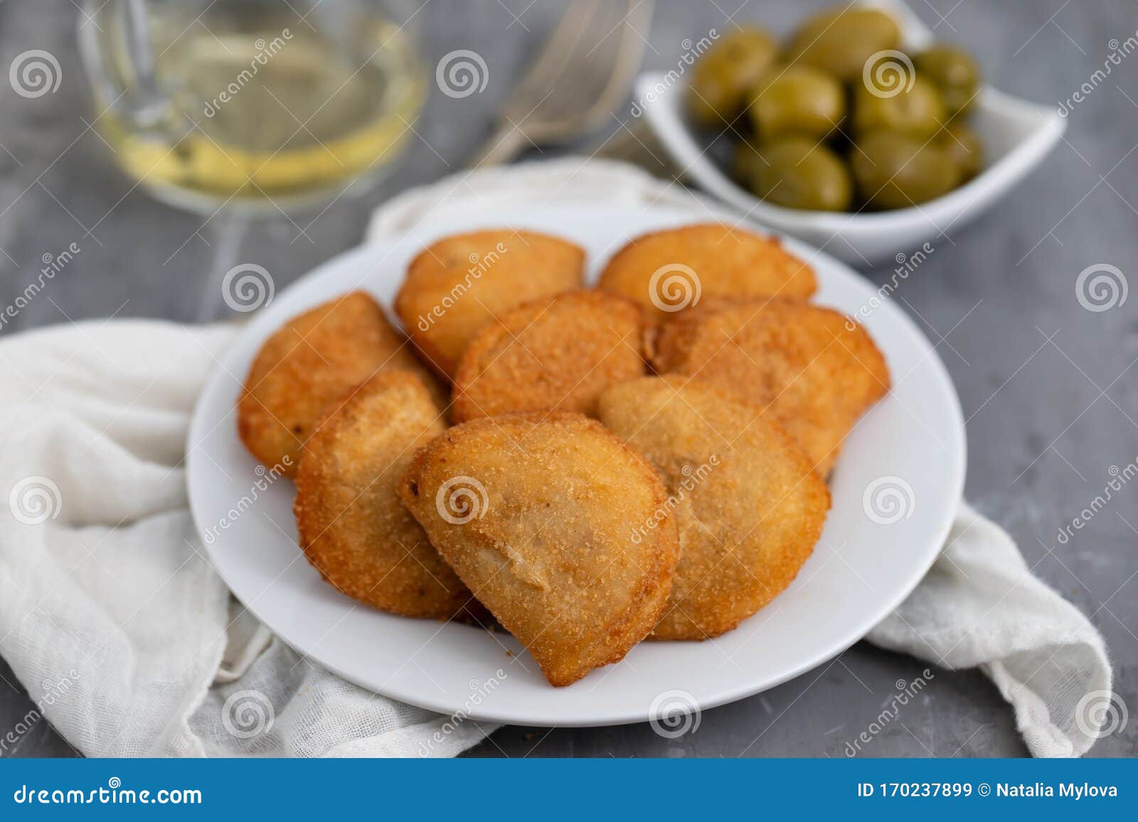 Typical Portuguese Snack with Meat Rissois De Carne on Ceramic ...