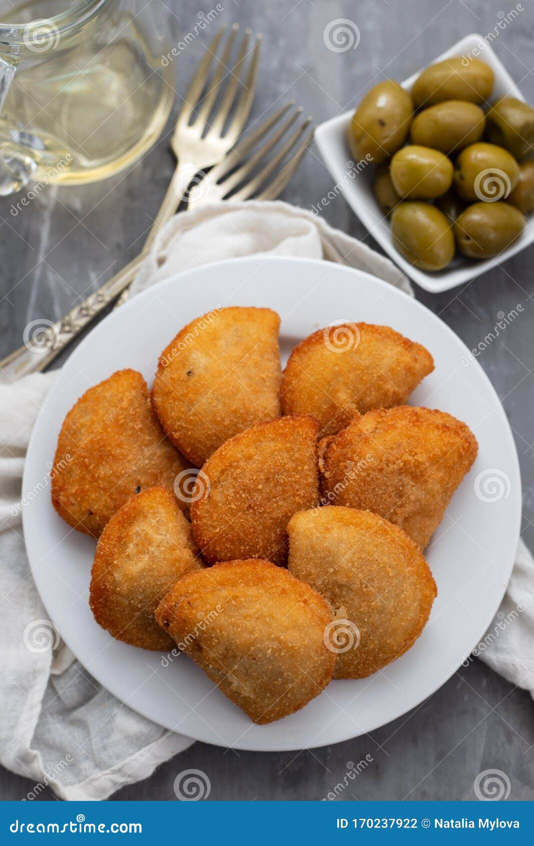 Typical Portuguese Snack with Meat Rissois De Carne on Ceramic ...