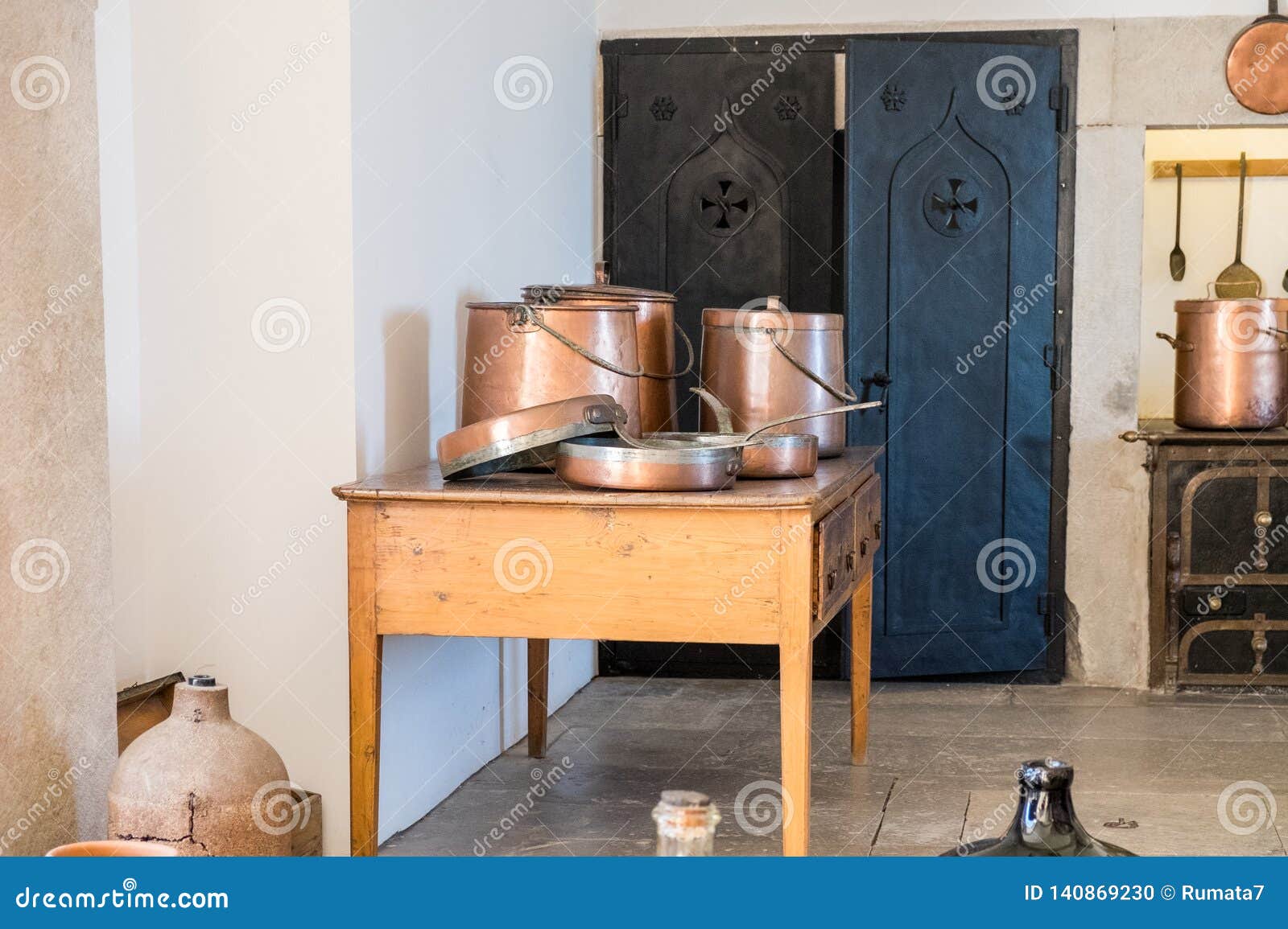 Typical Portuguese Vintage Kitchen Stock Photo - Image of iron, black ...