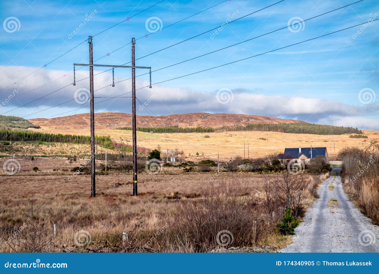Typical Power Lines in Rural Landscape of Ireland Stock Image - Image ...