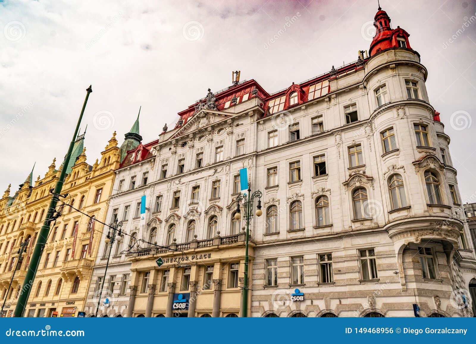 Typical Prague Architecture Editorial Photo - Image of cloudy, balcony ...