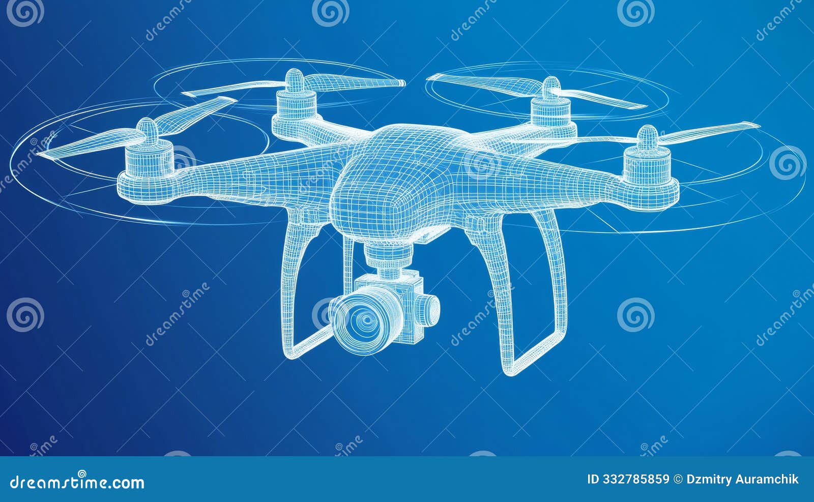 Typical Quadcopter or Drone Blueprint Wireframe Stock Image - Image of ...