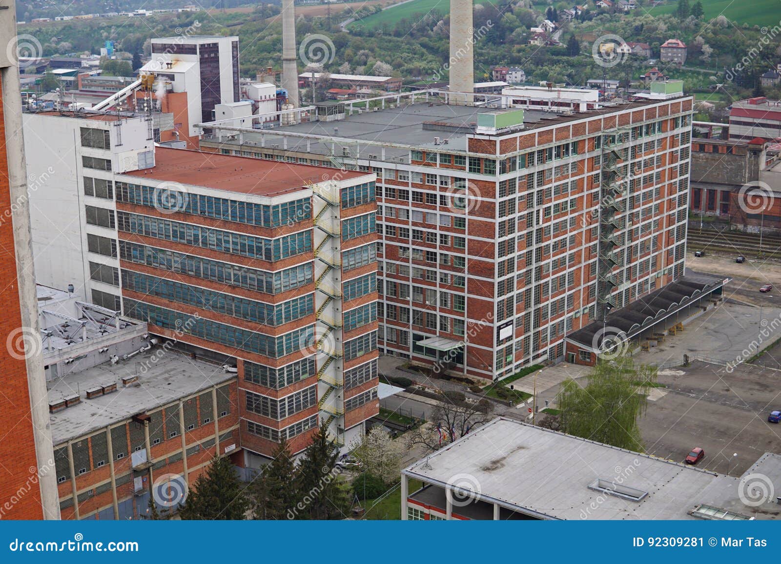 Typical Rectangular Industrial Buildings Made of Red Bricks and ...