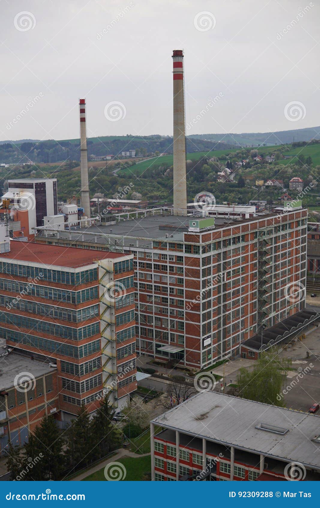 Typical Rectangular Industrial Buildings Made Of Red Bricks And ...