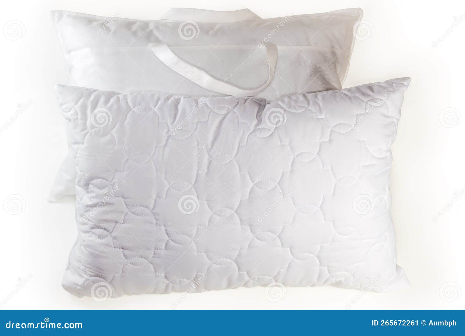 Typical Rectangular Sleeping Pillows, One of Them is in Bag Stock Image ...