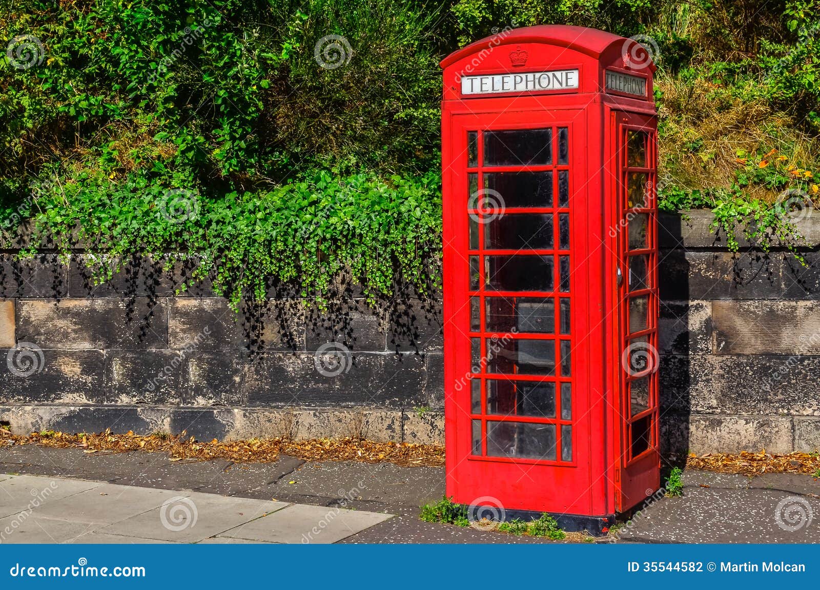 Typical Red English Telephone Booth in the Park Stock Photo - Image of ...