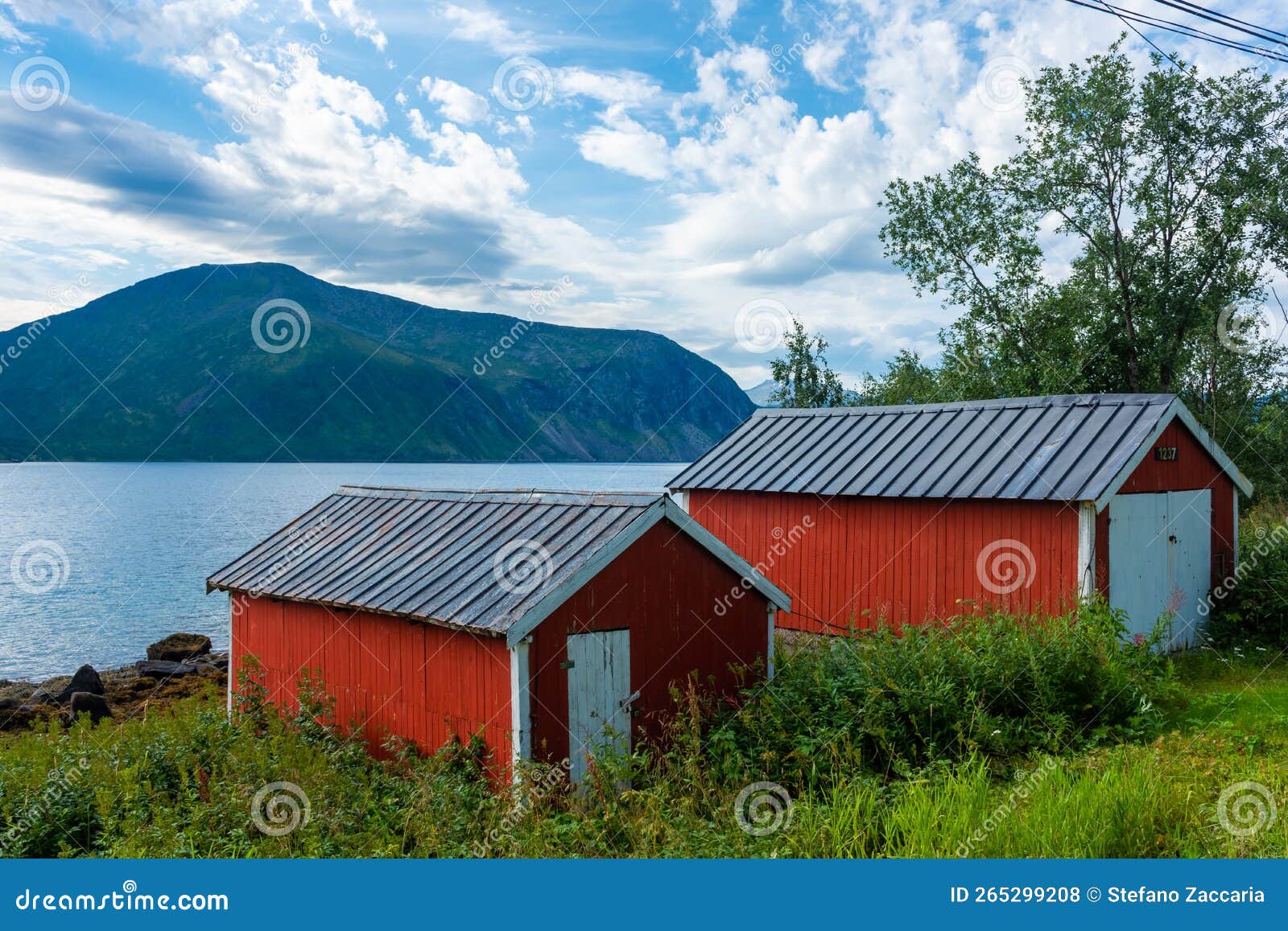 Typical Red Houses in Senja Island, Norway Stock Photo - Image of ...