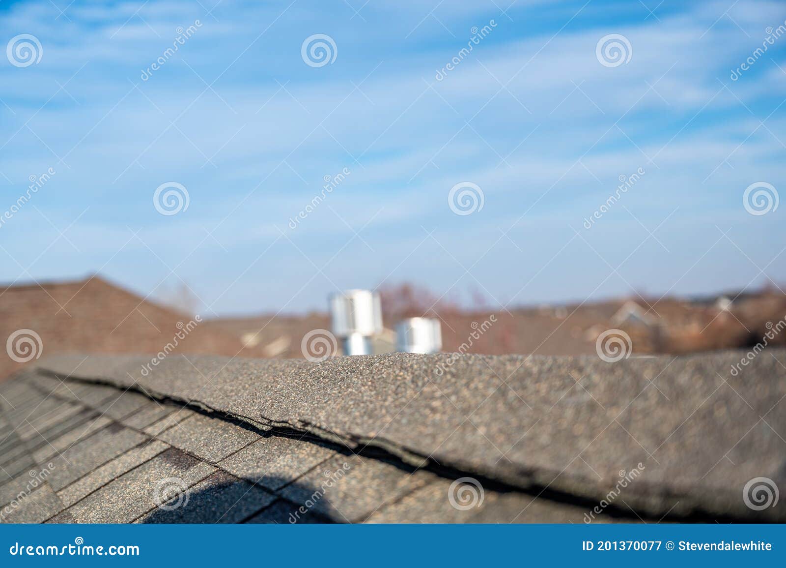 Asphalt Shingle Roof with Ridge Cap Stock Image - Image of inspection ...