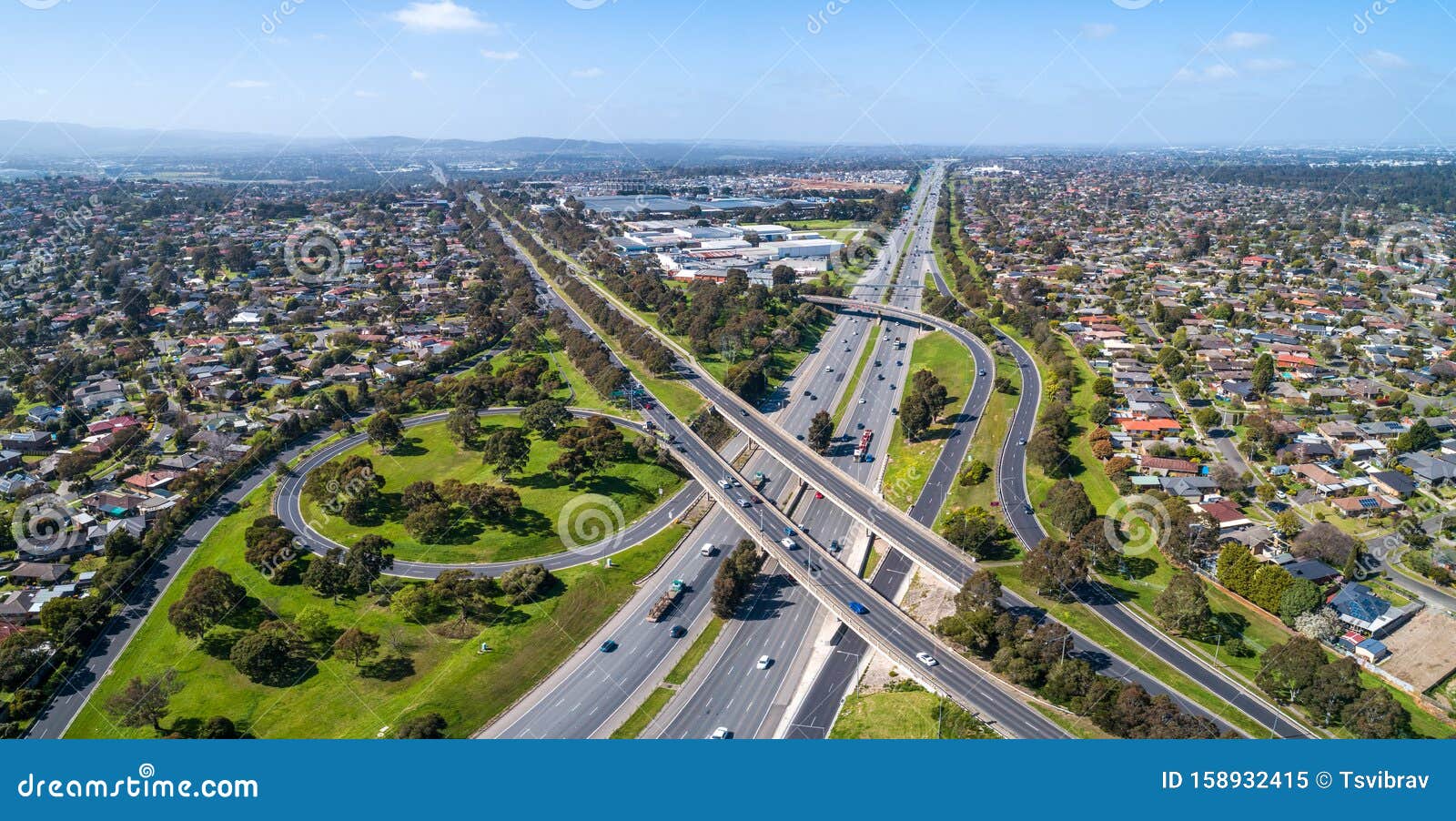 Typical Road Interchange in Melbourne Suburbs. Stock Image - Image of ...