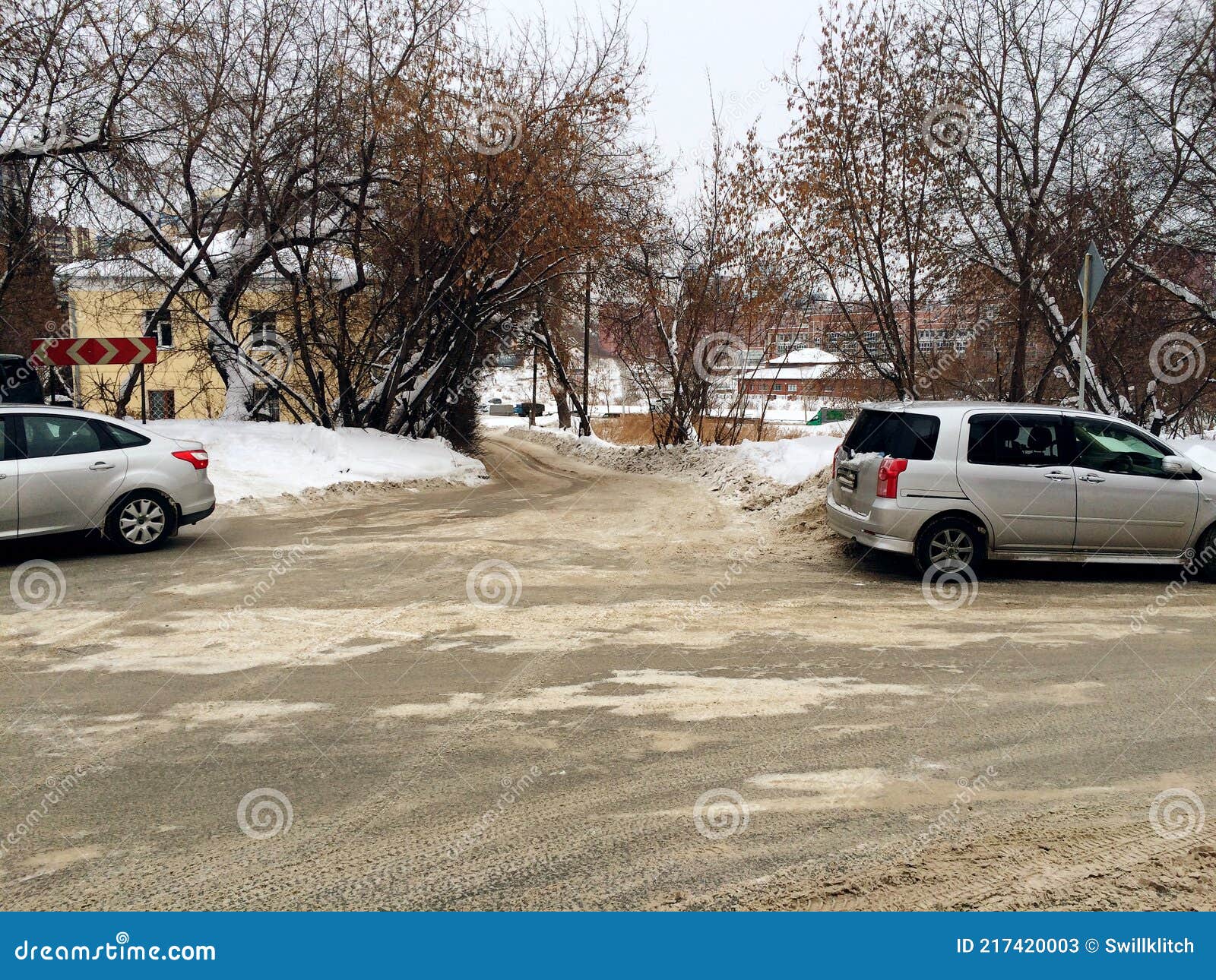 Typical Russian City and Buildings during Winter Time. Stock Image ...