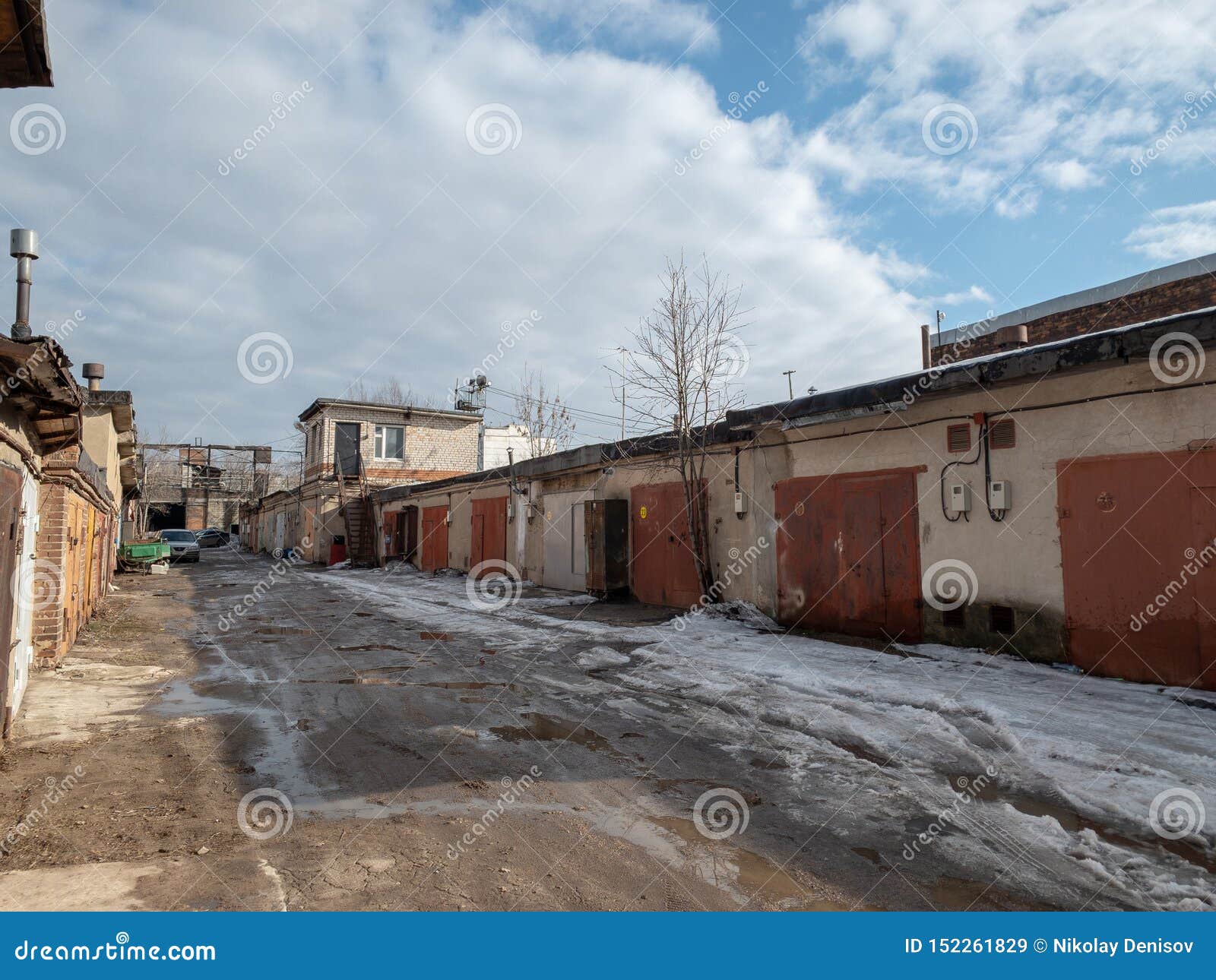 Typical Russian and Soviet Garage Boxes in the Winter Stock Image ...