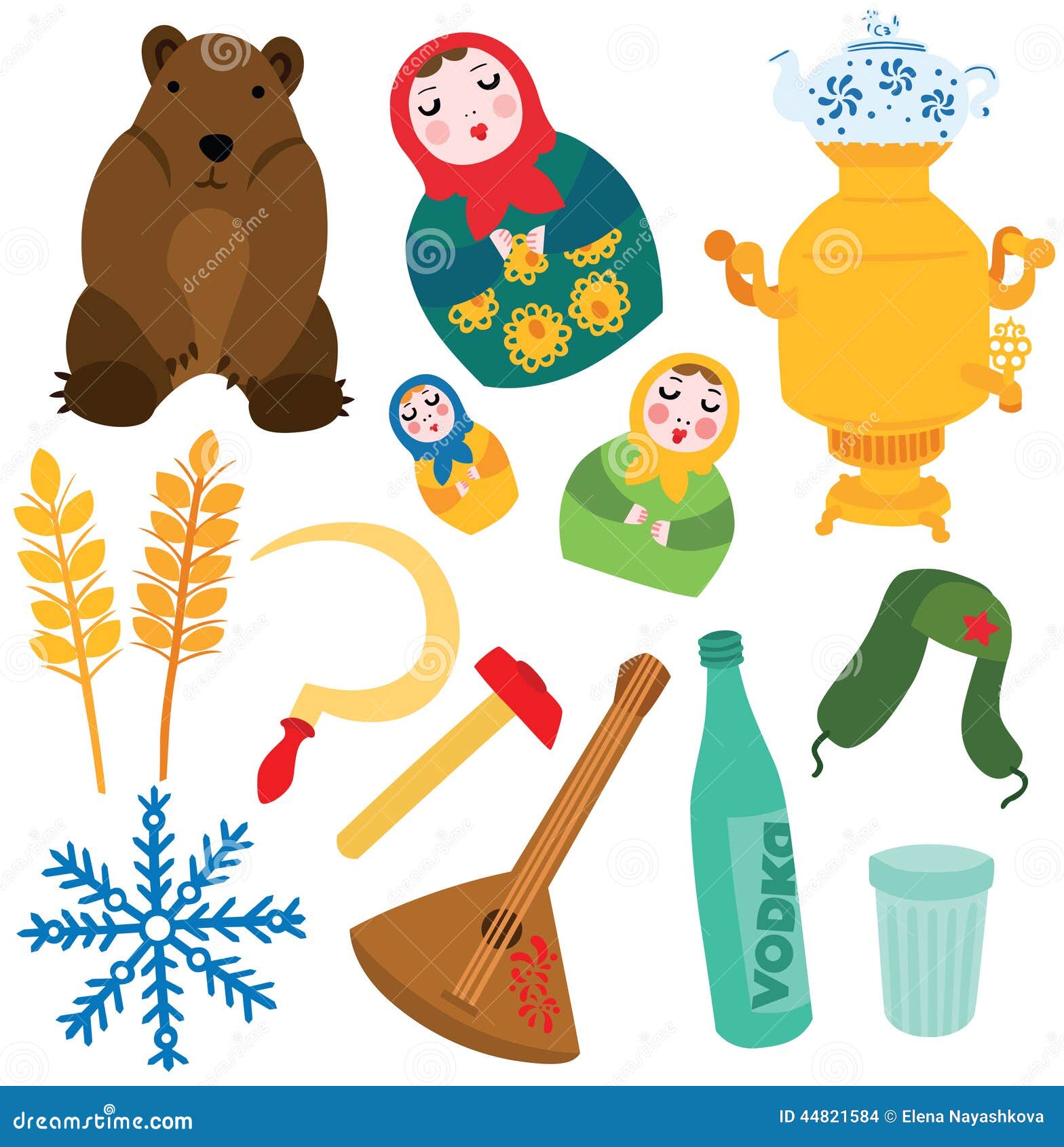 Typical Russian Things Set stock illustration. Illustration of samovar ...