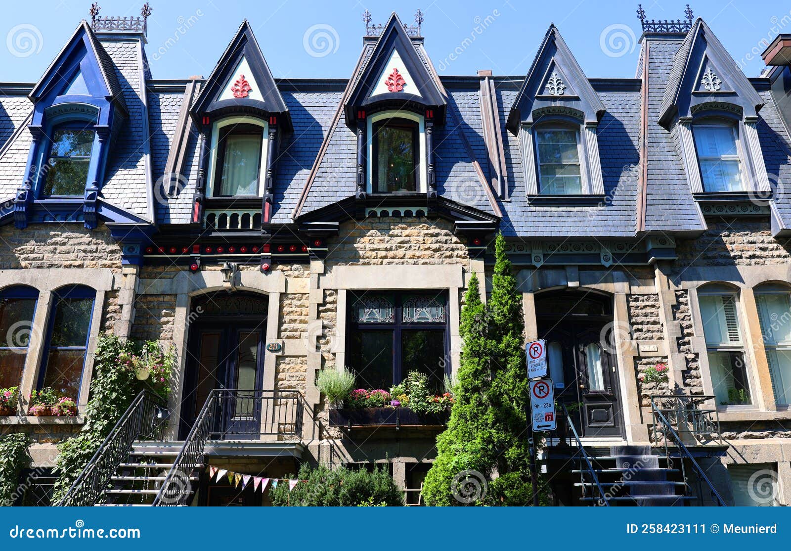 Typical Saint Louis Square Row of Colored Townhouse in Montreal ...