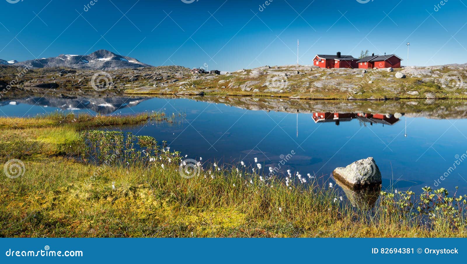 Typical Scandinavian Red Painted Cabins Stock Image - Image of nordland ...