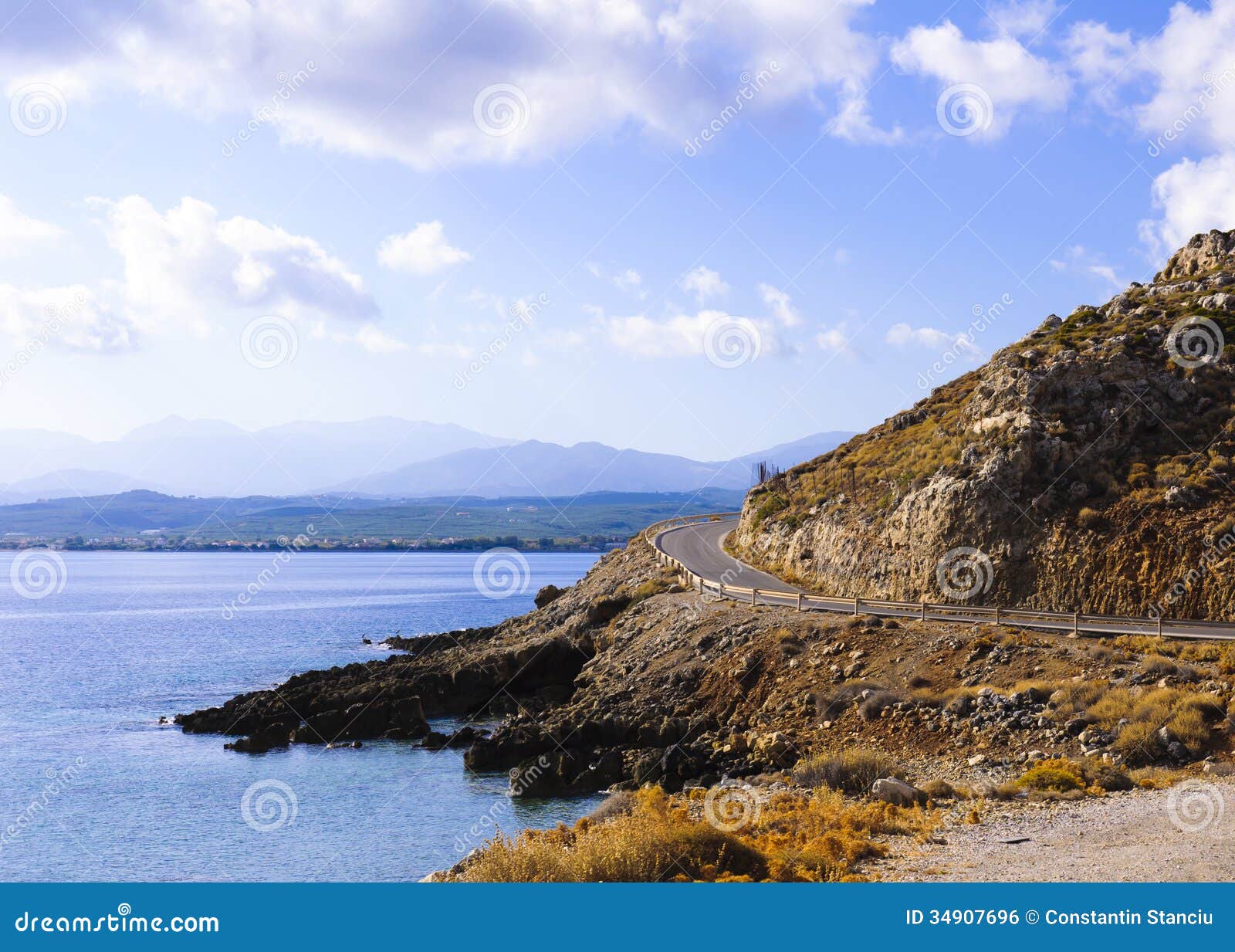 Typical Seascape Road in Crete Island Stock Photo - Image of greece ...