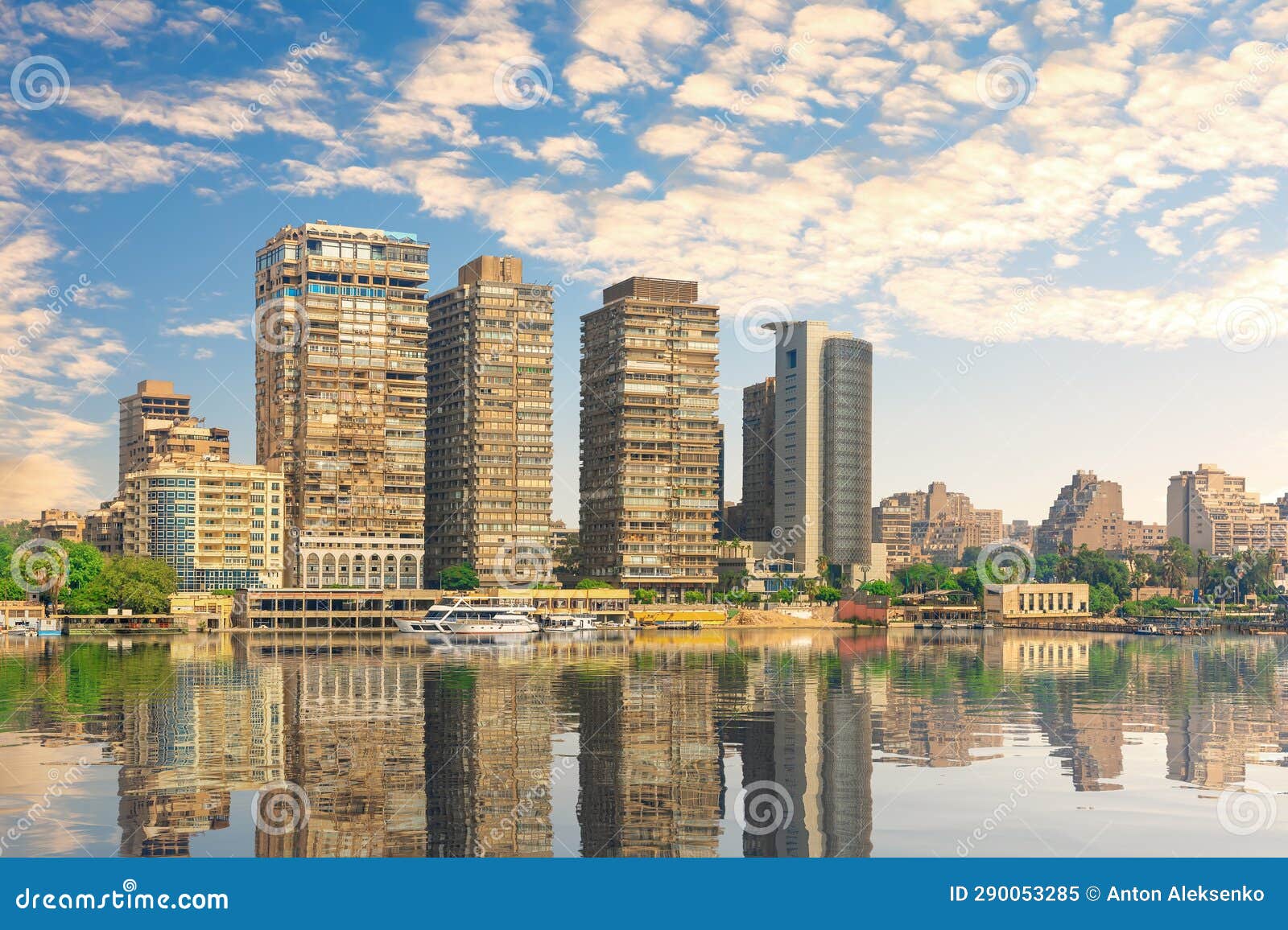 Typical Sky Rappers of Cairo, View from the Nile, Egypt Stock Image ...
