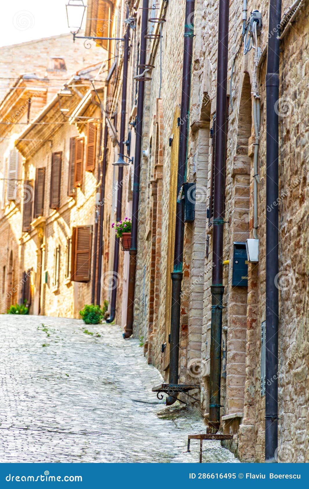 Typical Slope Italian Street in Small Town Stock Image - Image of town ...