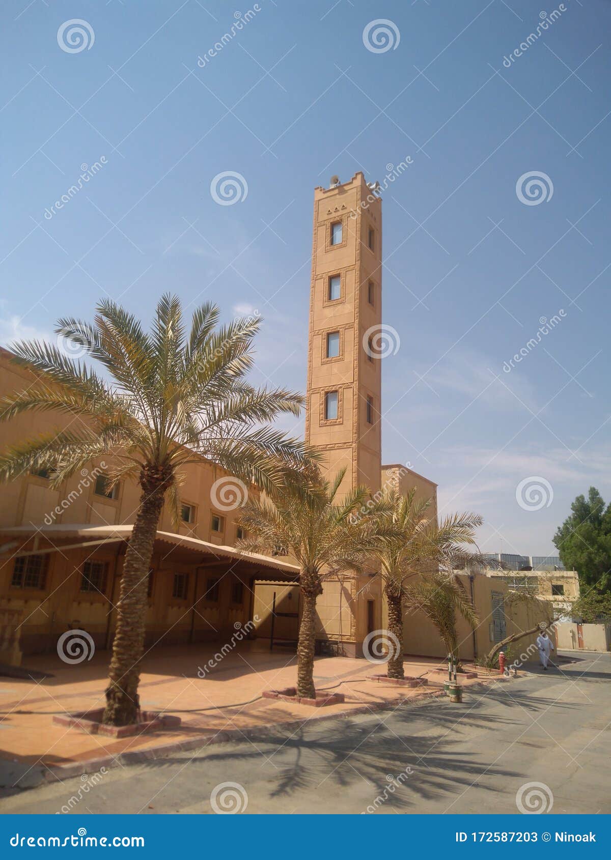 Typical Small Mosque with One Typical Square Section of Minaret with ...