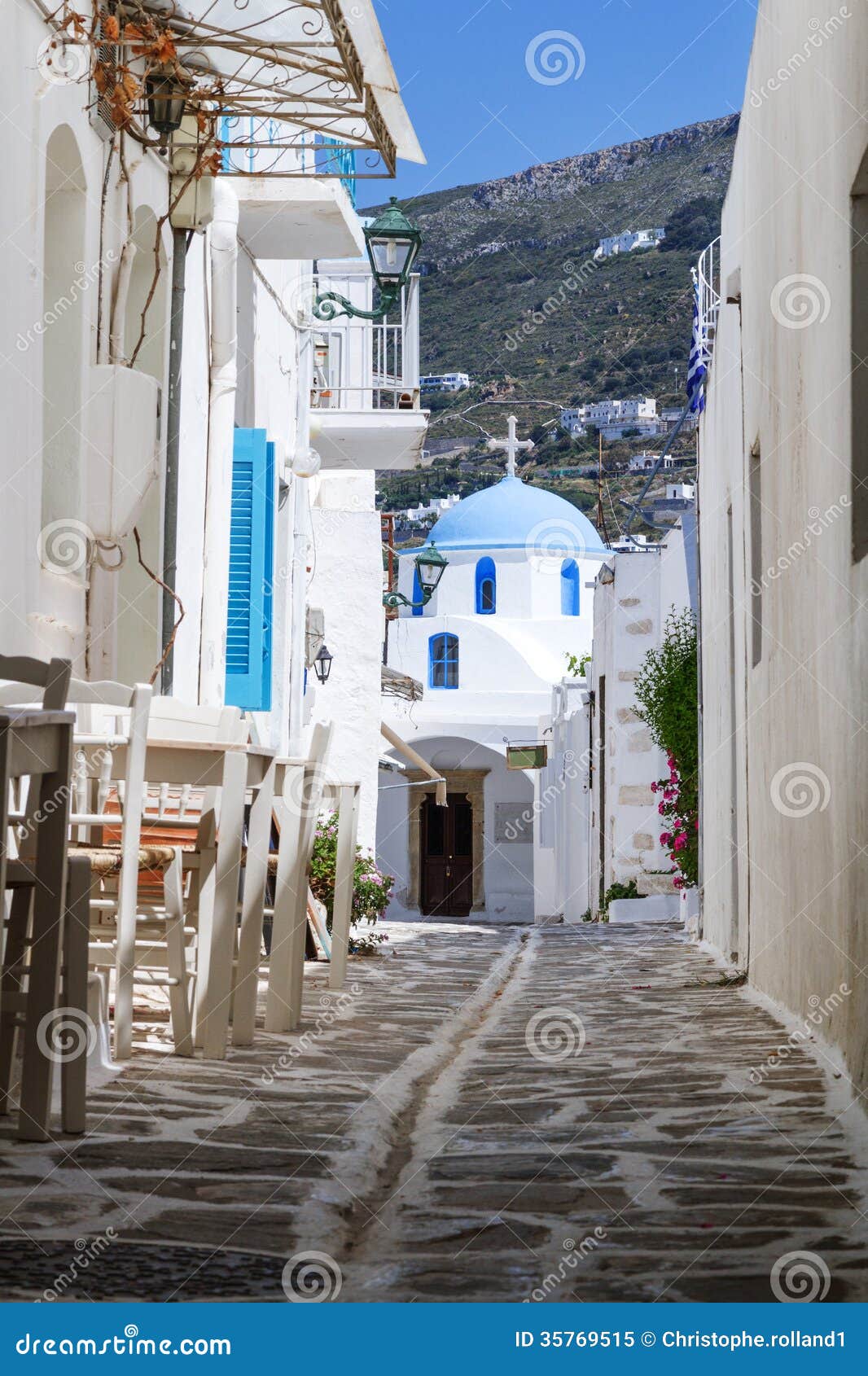 Typical Small Street in Greece Stock Image - Image of leisure, narrow ...