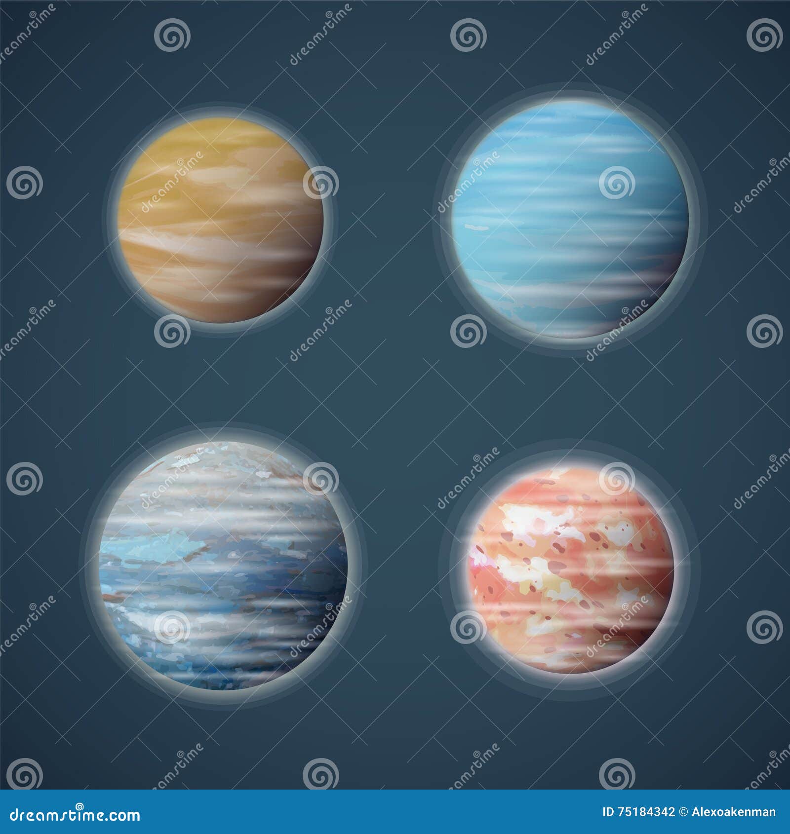 Typical Space Planets Or Planetoids Vector Set | CartoonDealer.com ...