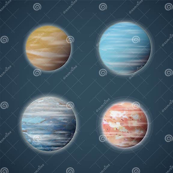 Typical Space Planets or Planetoids Vector Set Stock Vector ...