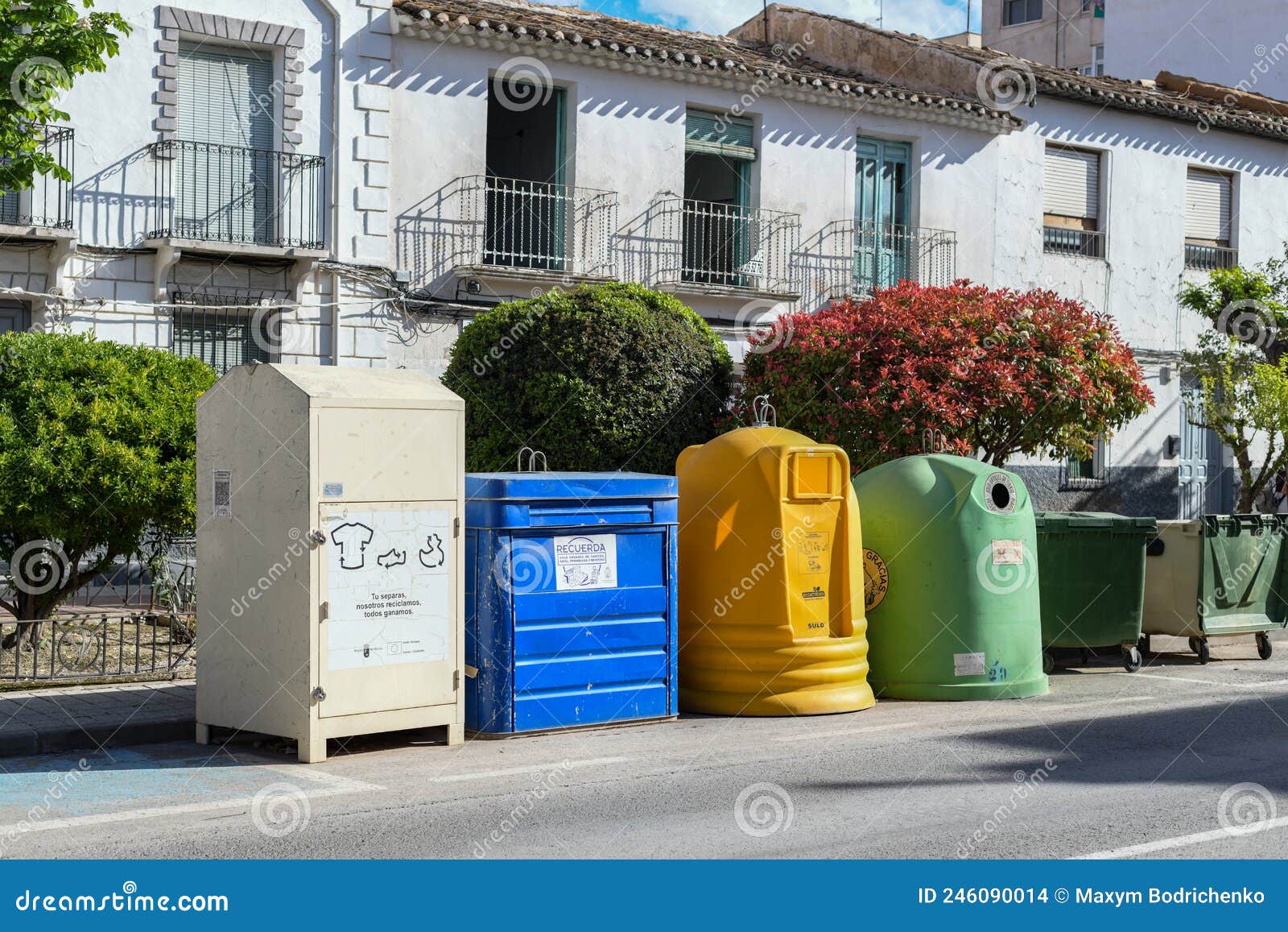 Typical Spain Dumpsters for Sharing Sorted Garbage Editorial Stock ...