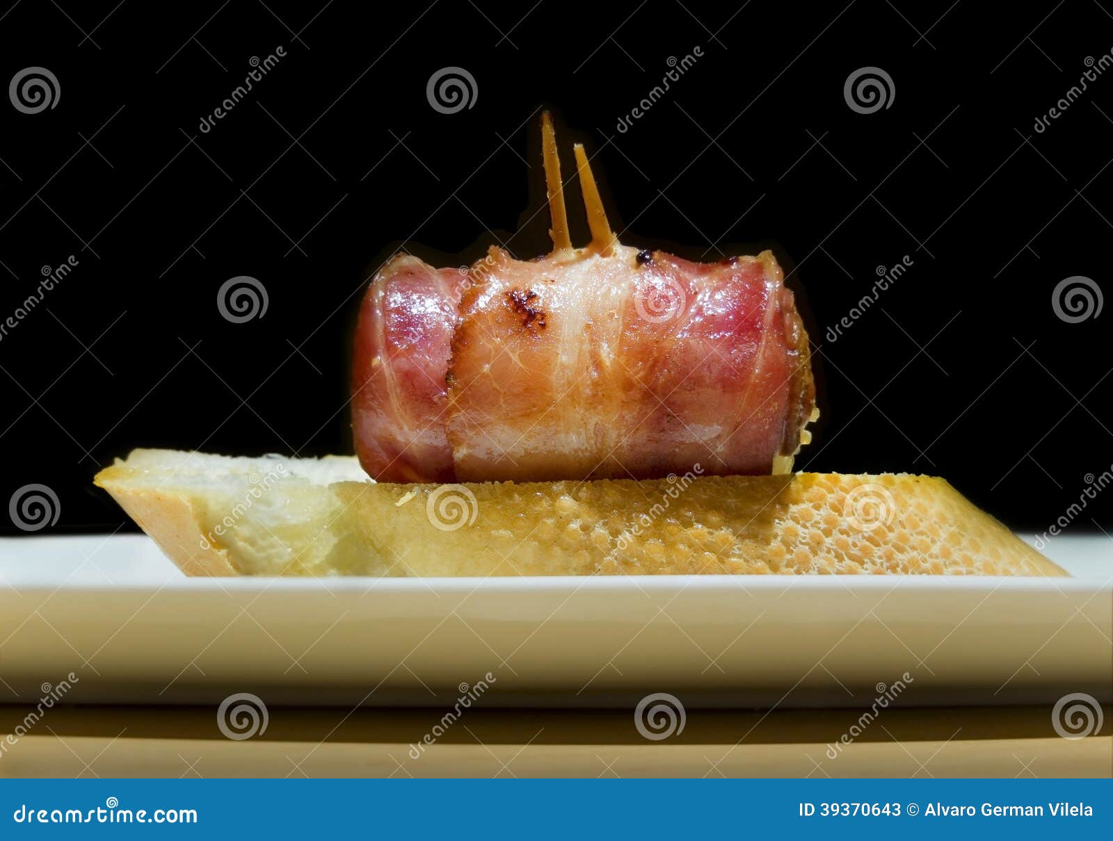 Typical Spanish Bacon and Chorizo Pincho. Stock Image - Image of fresh ...