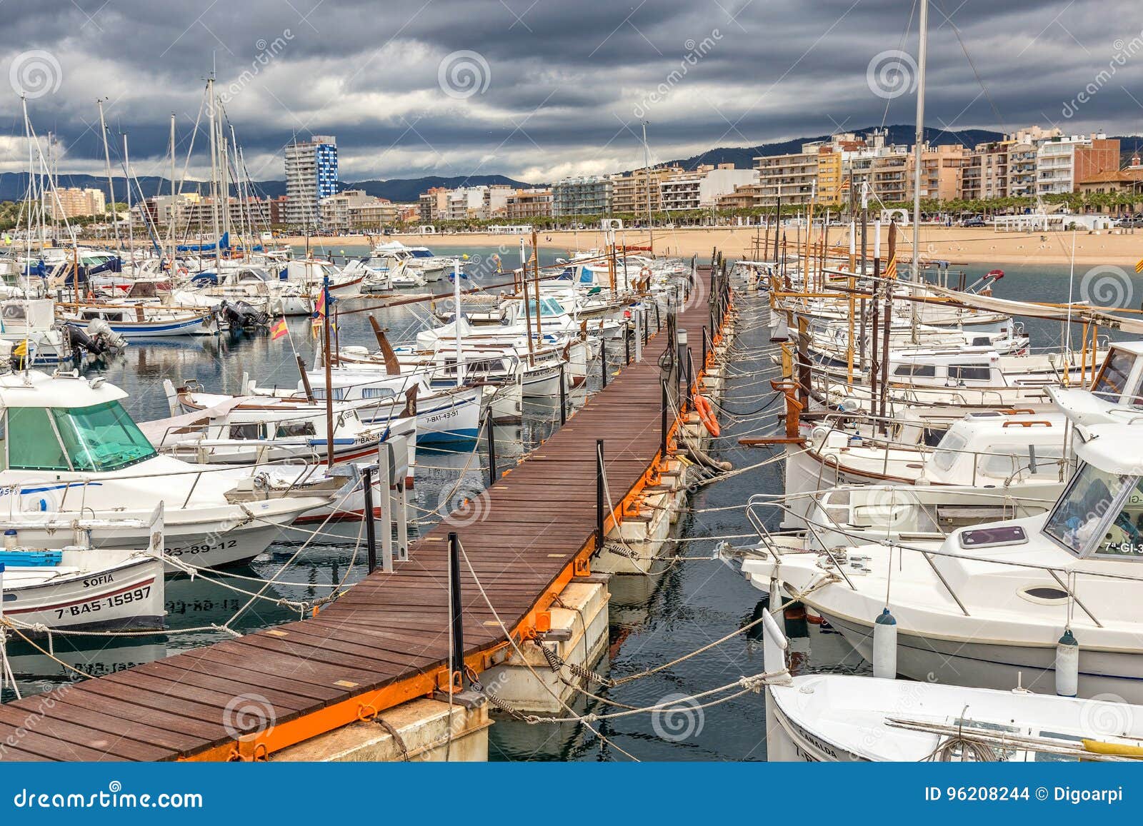 Typical Spanish Boats in Port Palamos, May 19, 2017 Spain Editorial ...
