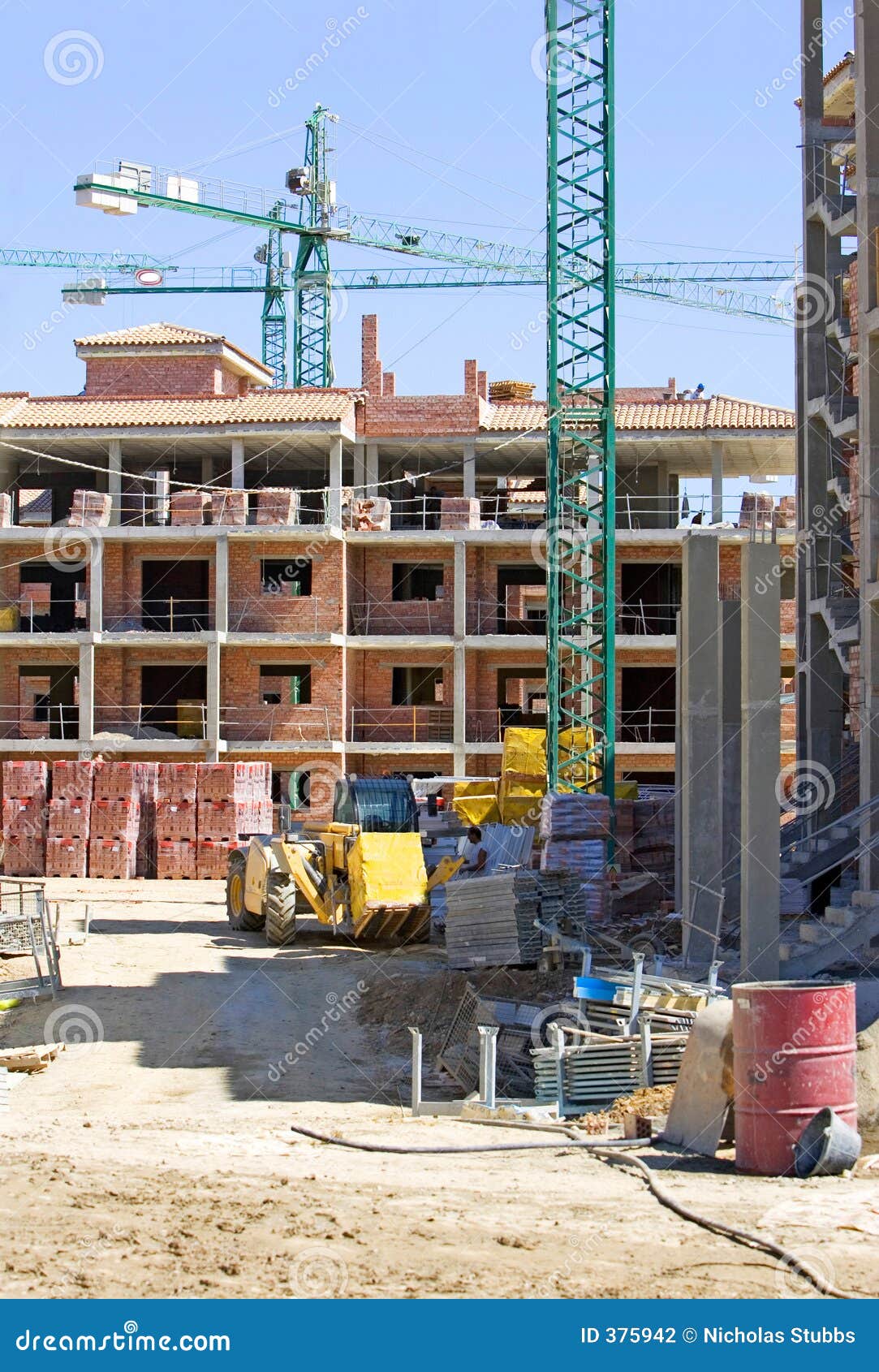 Typical Spanish Building Site with Half Built Property and Crane Stock ...