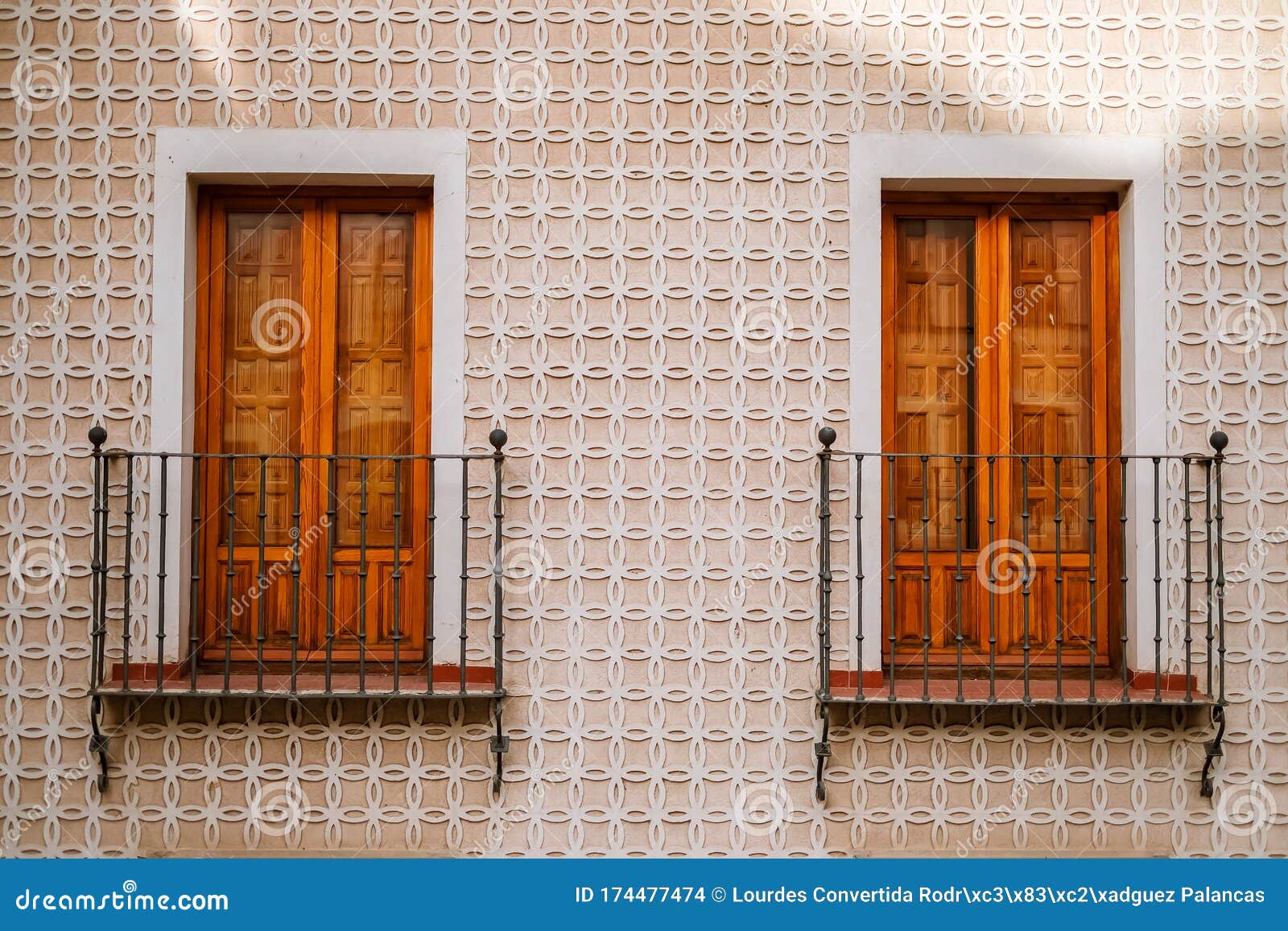 Typical Spanish Facade with Windows and Balconies Stock Photo - Image ...