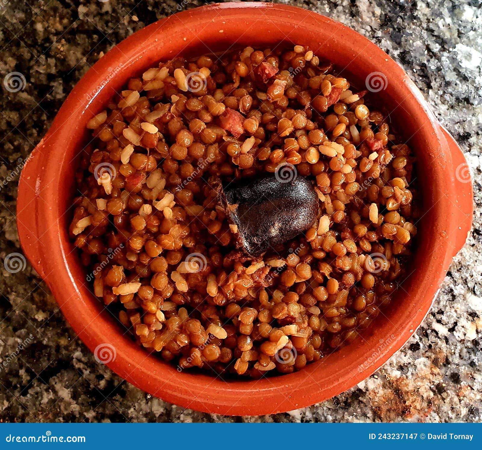 Typical Spanish Food Dish, Lentils with Rice. Stock Image - Image of ...