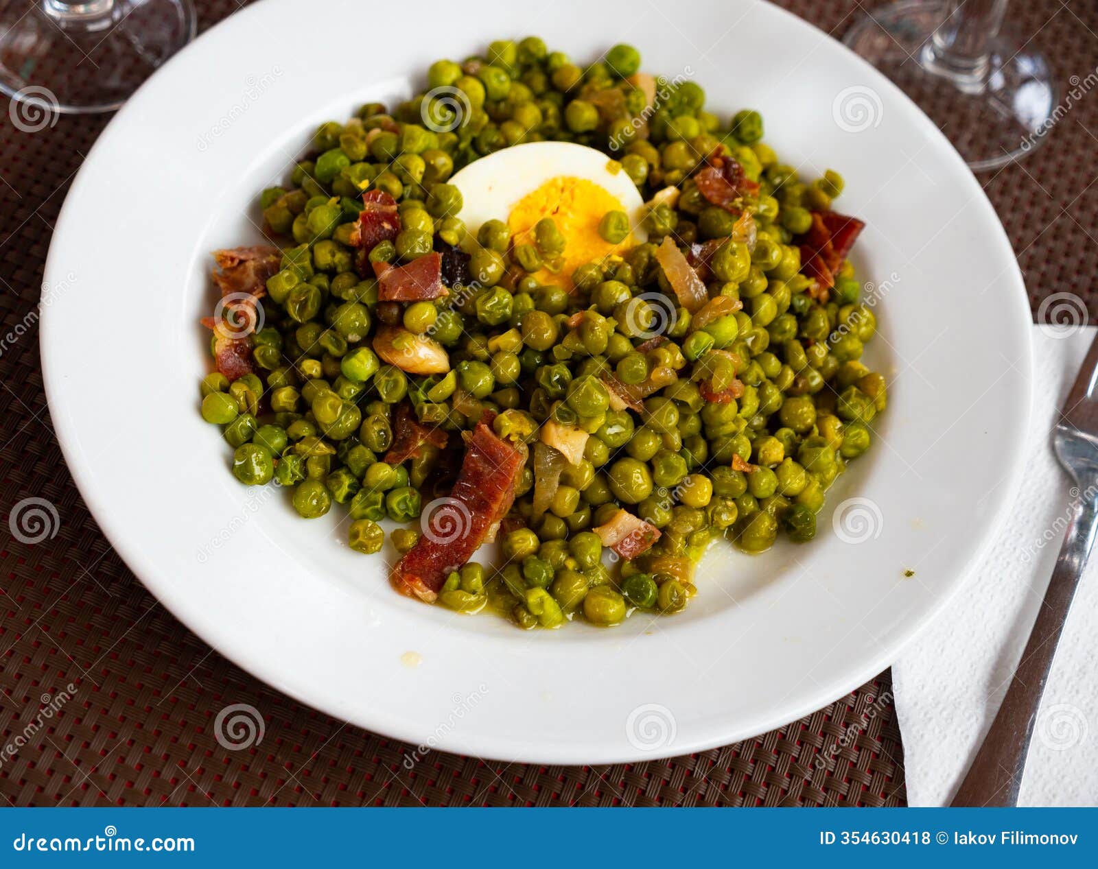Typical Spanish Side Dish Peas with Jamon Stock Photo - Image of ...