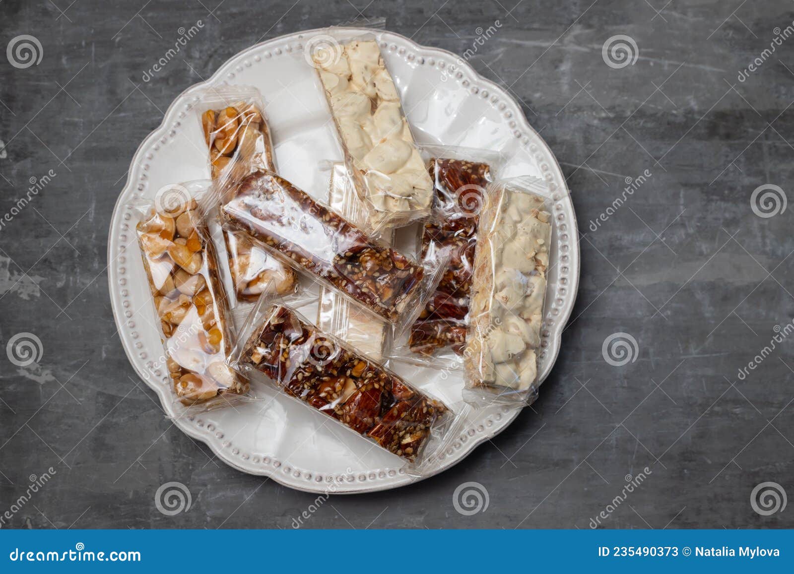Typical Spanish Sweets with Nuts in Small Plastic Bag Stock Image ...