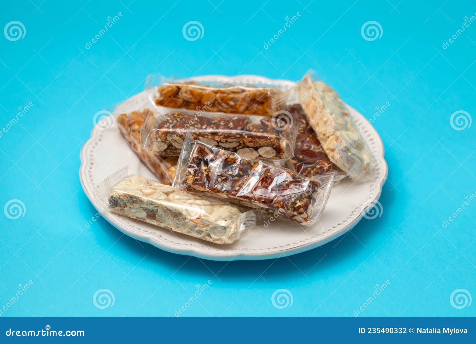 Typical Spanish Sweets with Nuts in Small Plastic Bag Stock Photo ...