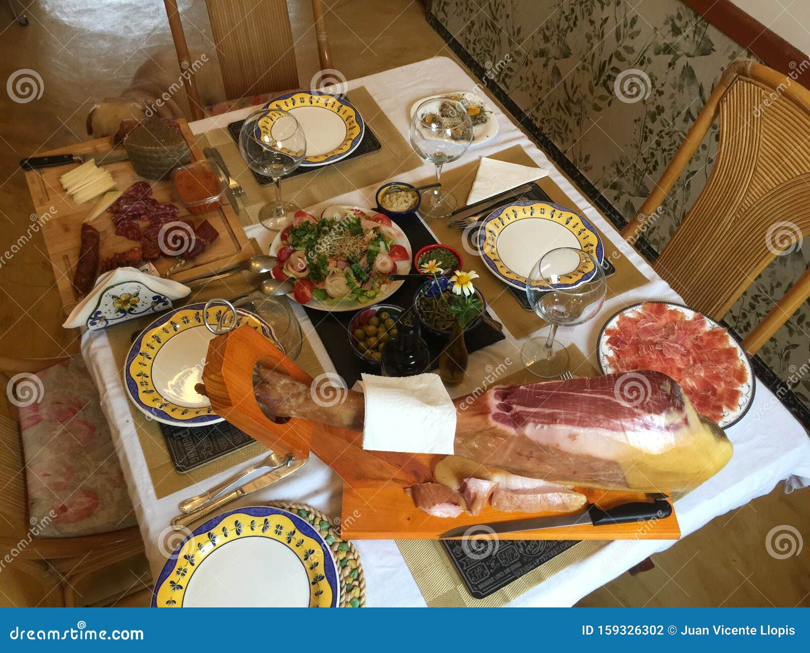 Typical Spanish Table with Tapas-based Food Stock Photo - Image of ...