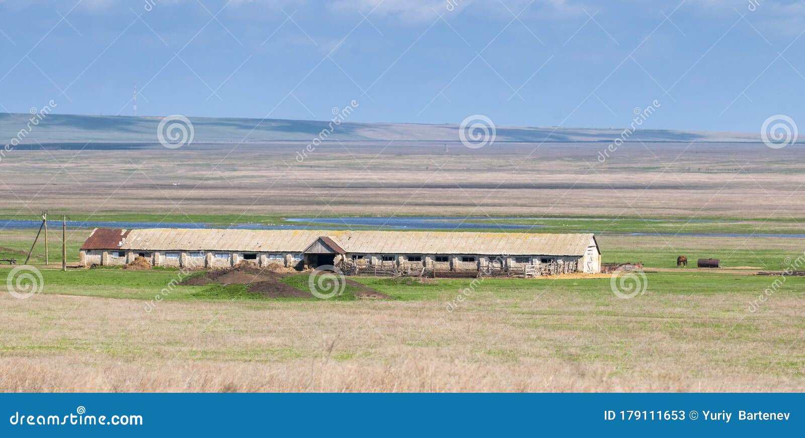 Typical Steppe Landscape with an Old Farm Stock Image - Image of ...