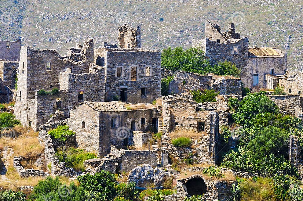 Typical Stone Tower-houses in Mani Stock Image - Image of areopoly ...