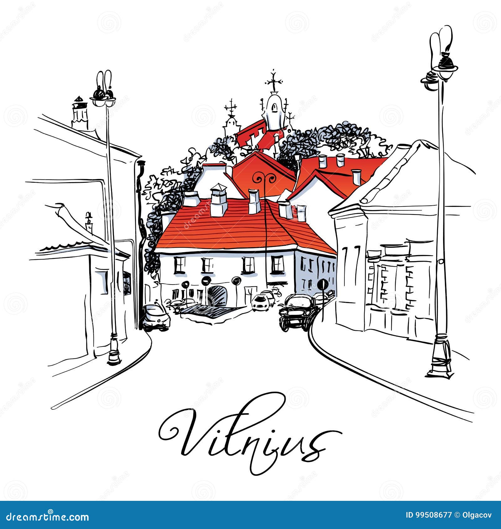 Vilnius Lithuania City Map In Retro Style In Golden Color. Outline Map ...