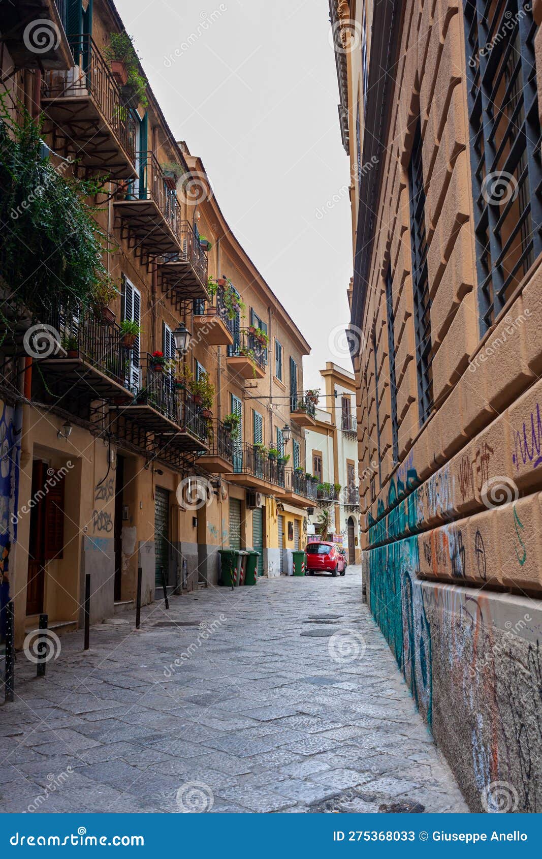 Typical street of Palermo stock image. Image of poor - 275368033