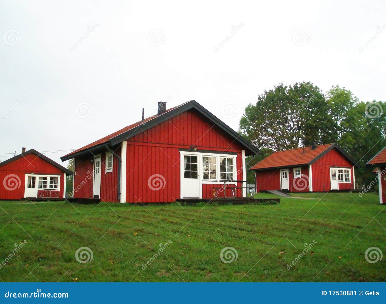Typical swedish red houses stock image. Image of bright - 17530881