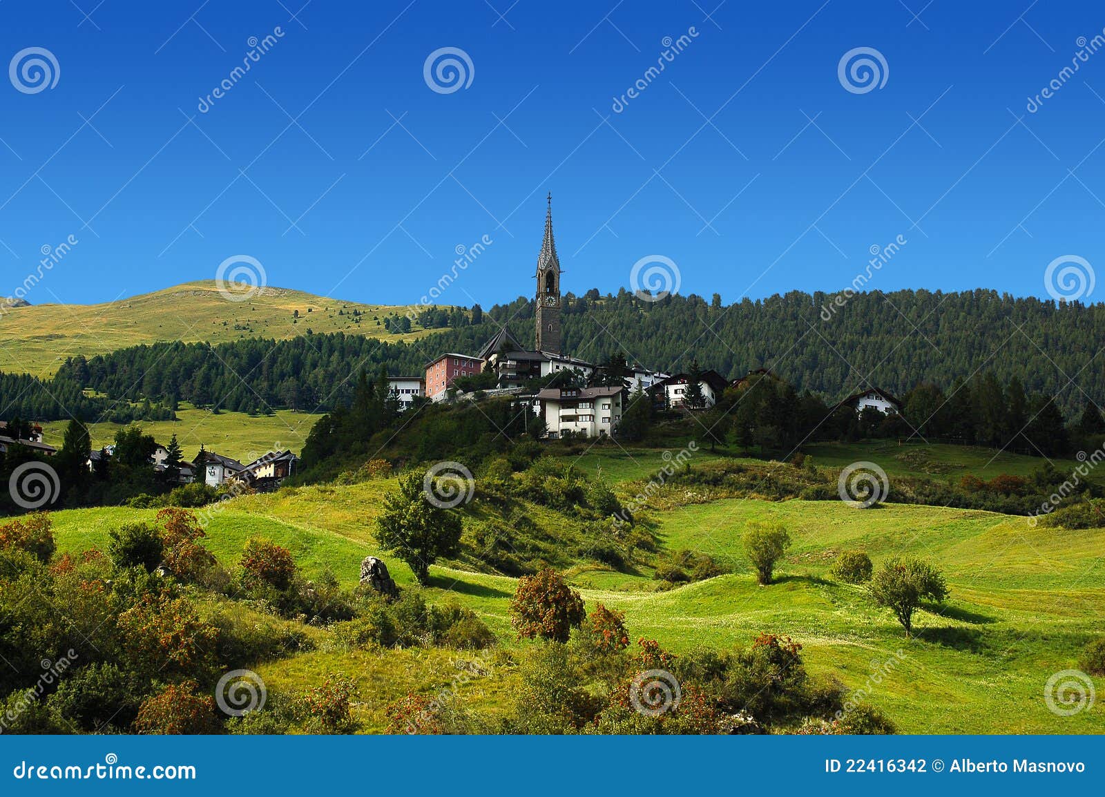 Typical Swiss Landscape stock photo. Image of park, tower - 22416342