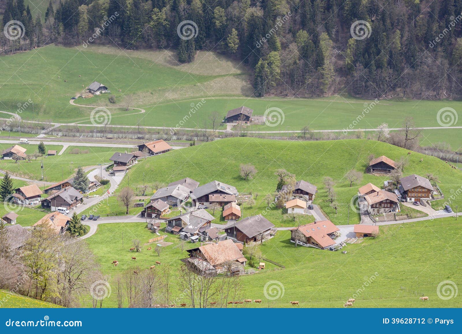 Typical Swiss Village on Valley. Stock Photo - Image of swiss, europe ...