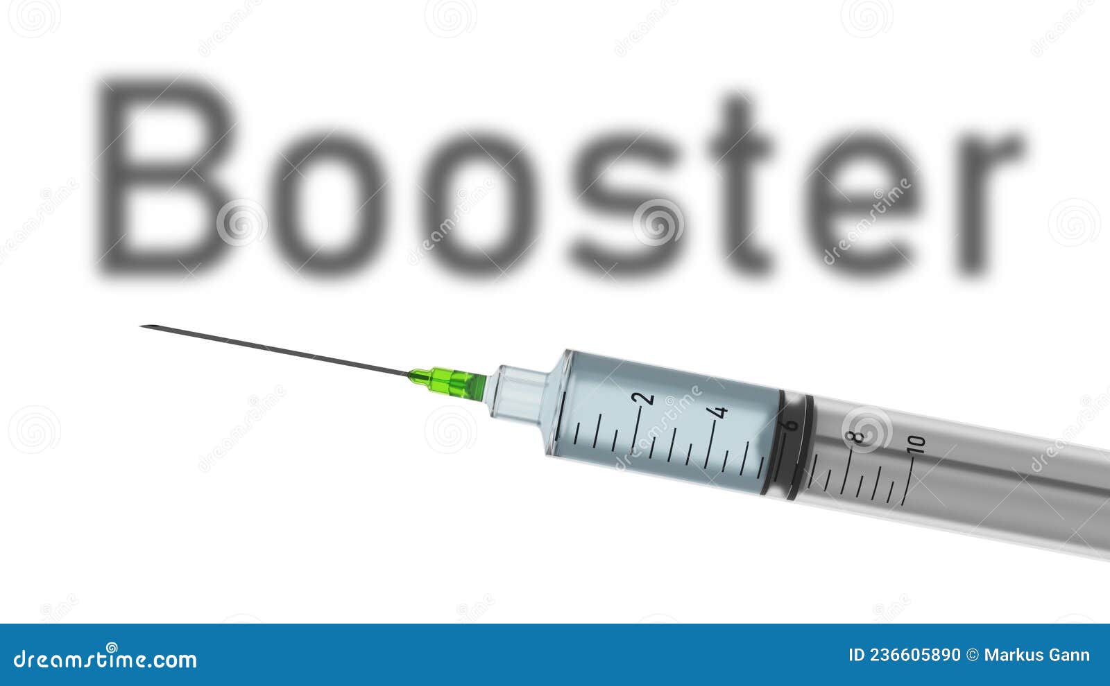 Typical Syringe with Text Booster Stock Photo - Image of blue, medical ...